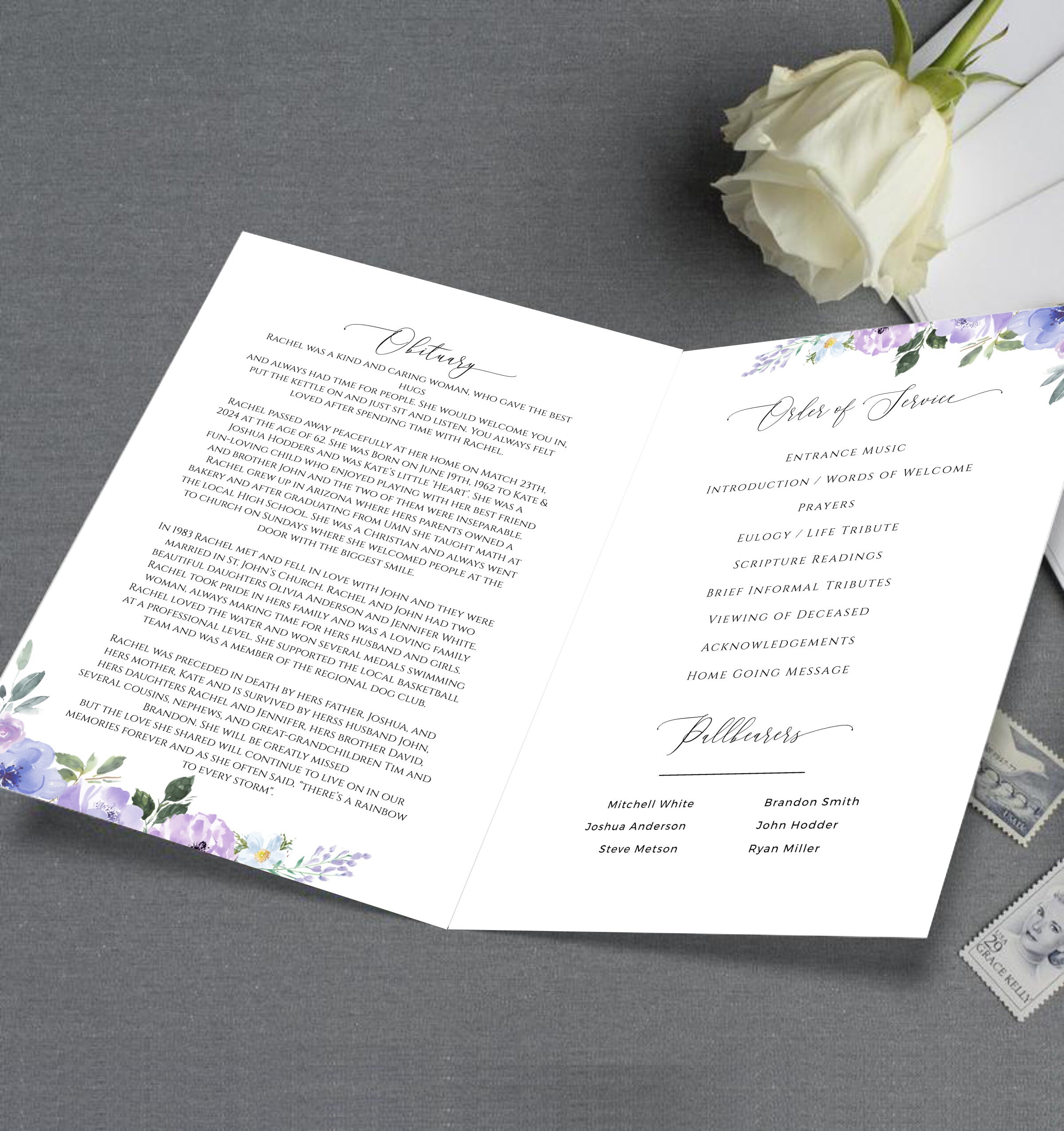 Funeral Program Template Obituary Template for Funeral Memorial Program ...