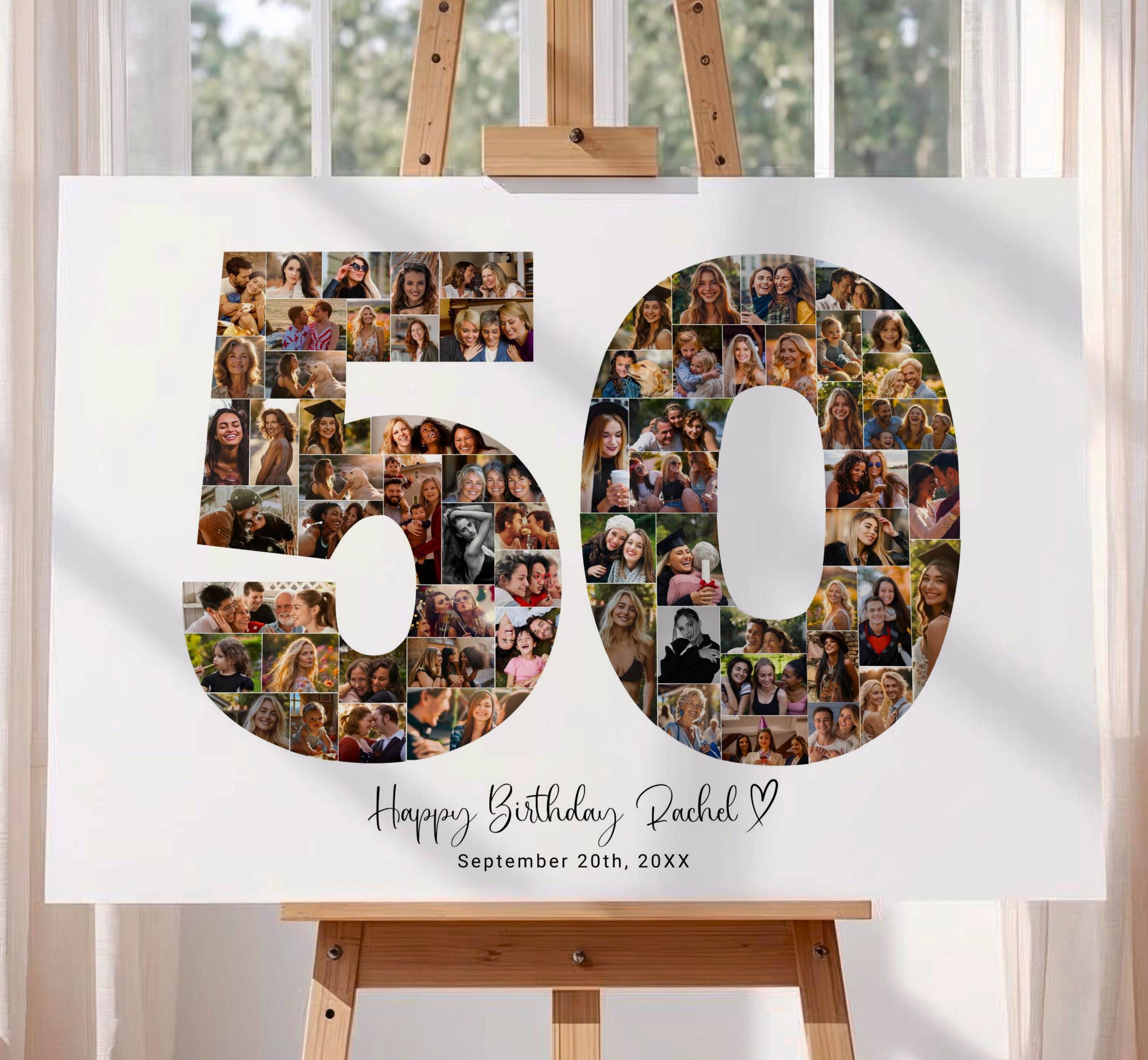 50th Birthday Photo Collage Template - Personalized Number 50 Poster ...