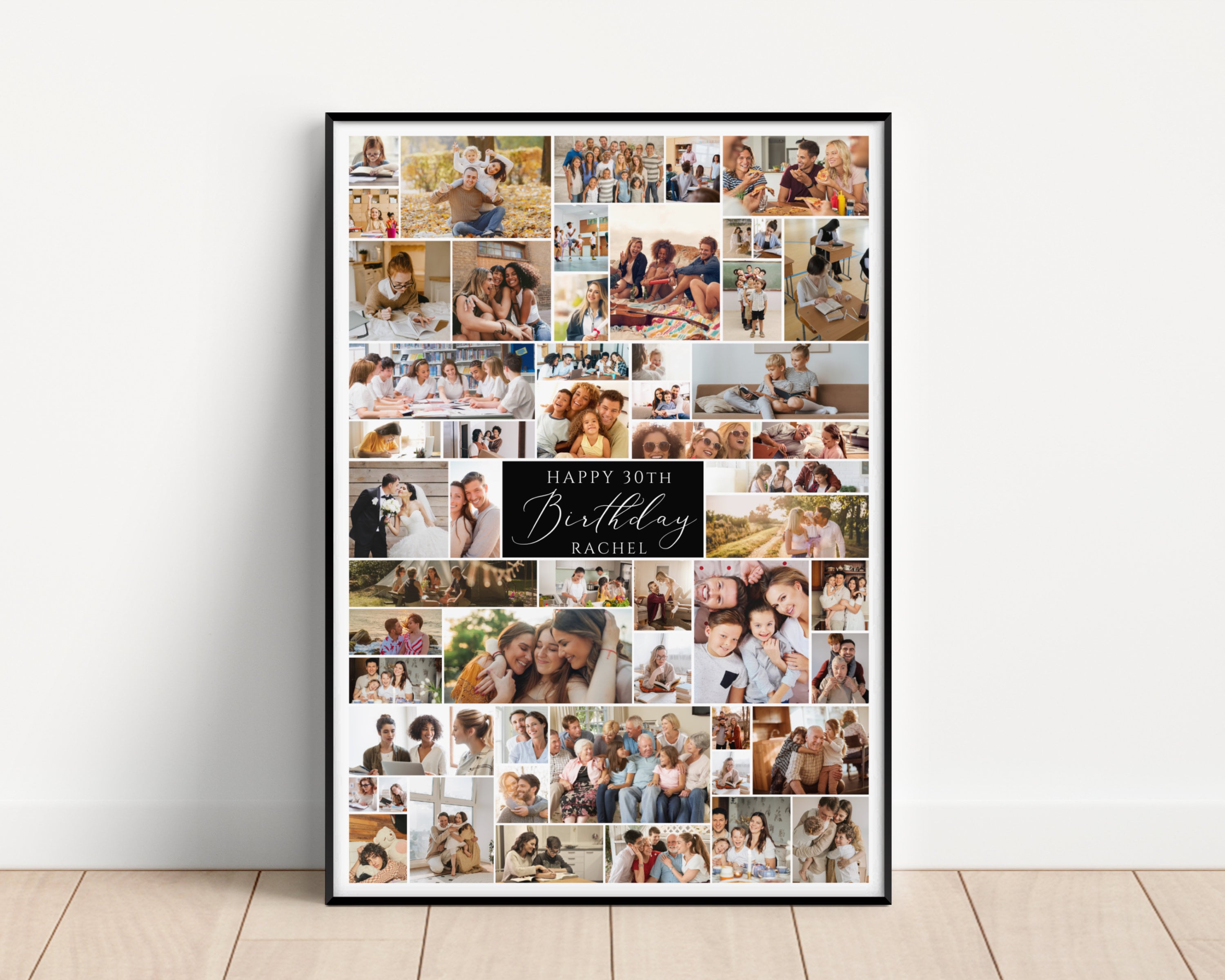 Birthday Photo Collage Template, Printable Birthday Gift Collage, Photo ...