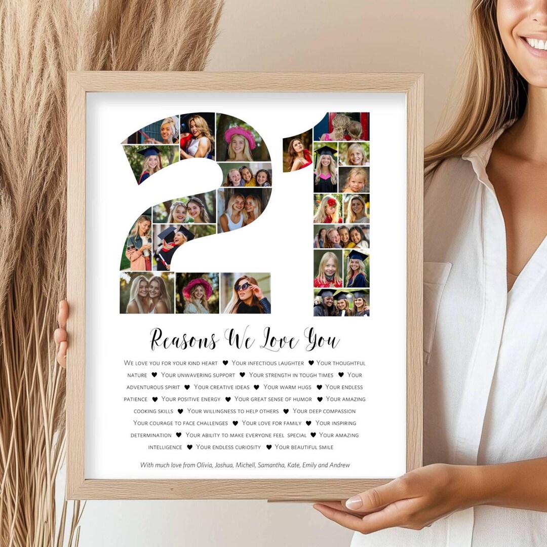 21st Birthday Photo Collage Poster, Personalized Gift (digital Download ...