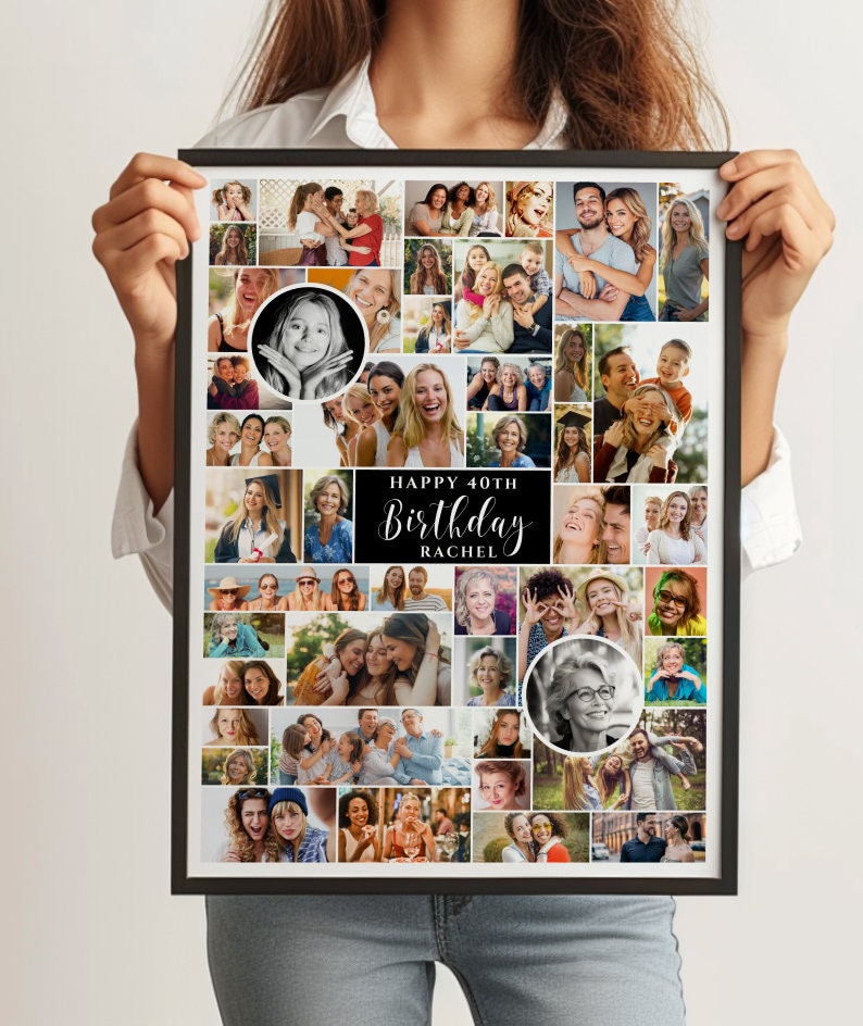 Birthday Photo Collage Template, Photo Gift Collage Template for 46 ...
