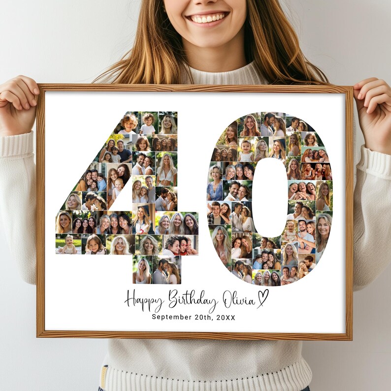 Personalized 40th Birthday Photo Collage Template, 40th Birthday Gift ...