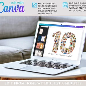 10th Birthday Photo Collage Template: Editable Number 10 Poster (canva ...