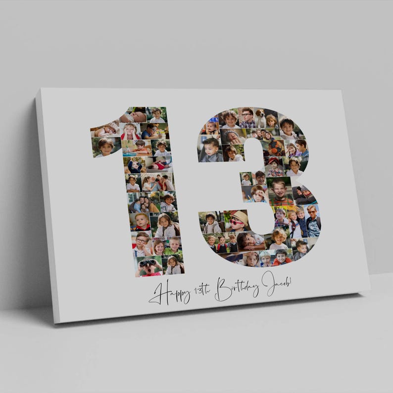 13th Birthday Photo Collage, Personalized 13th Birthday Photo Collage ...