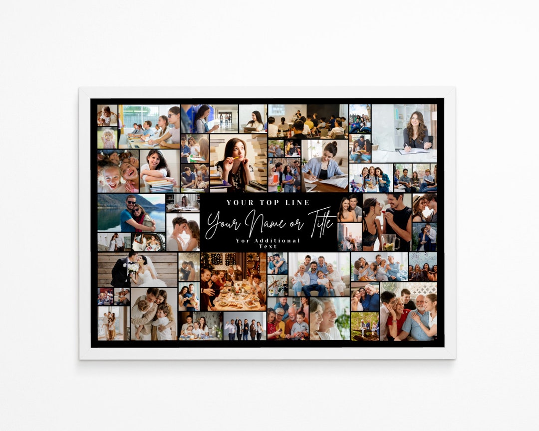 Poster Size Photo Collage, Collage Template for 50 Photos, Photo ...