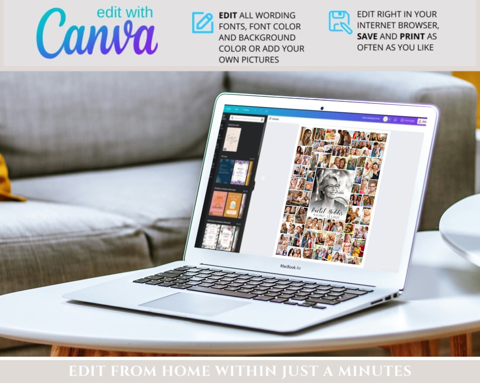 Large Photo Collage, Poster Collage Template for 60 Photos, Poster Size ...