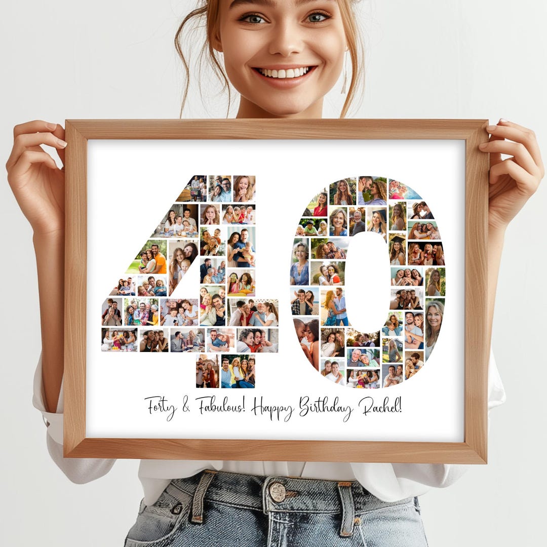 40th Birthday Photo Collage, Personalized 40th Birthday Photo Collage ...