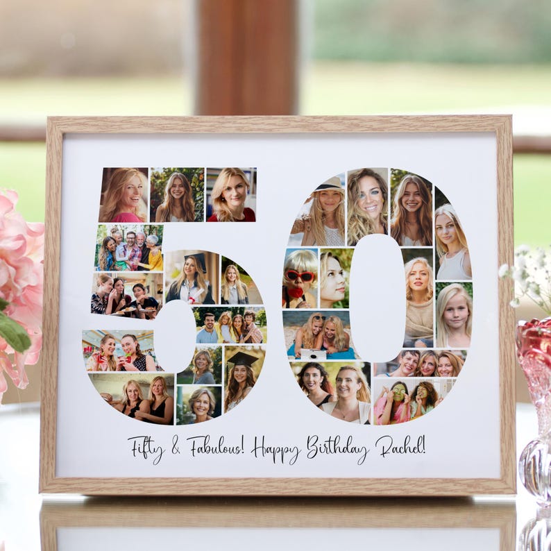 50th Birthday Number Photo Collage Template Canva Editable Milestone ...