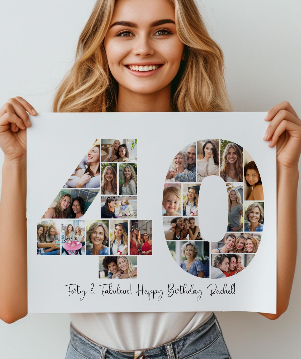 Personalized 40th Birthday Photo Collage Template Custom Number 40 ...