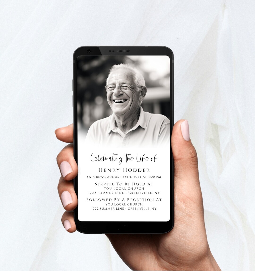 Digital Funeral Invitation Celebration of Life Phone Invitation ...