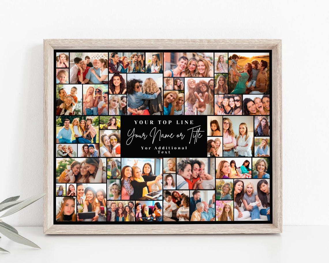 Poster Size Photo Collage, Collage Template for 50 Photos, Photo ...