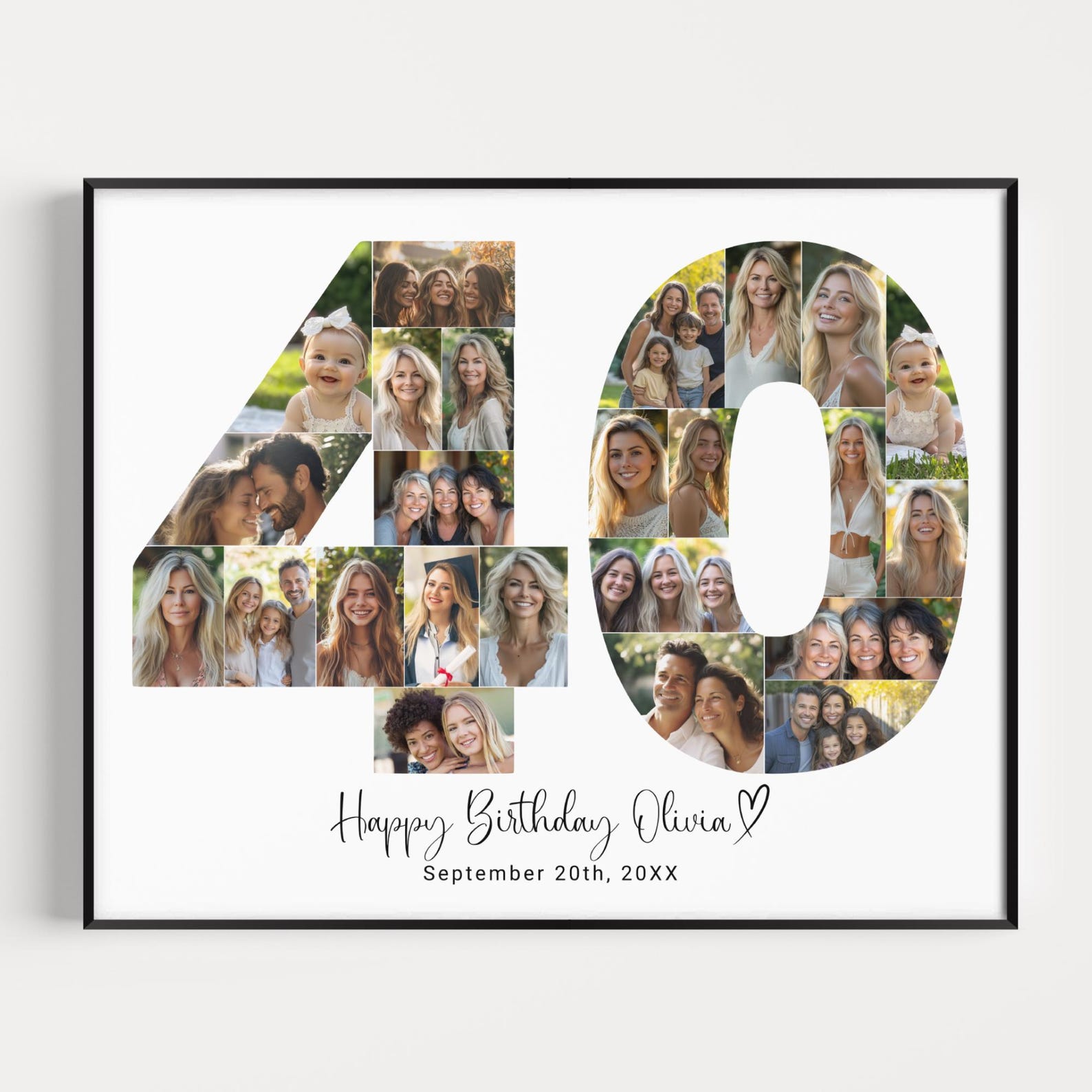 Personalized 40th Birthday Photo Collage Template, 40th Birthday Gift ...
