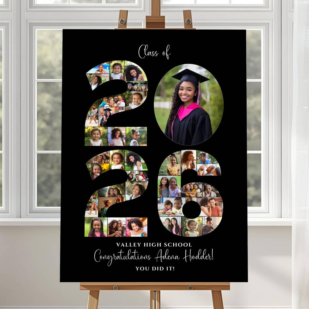 Graduation Photo Collage Template, Graduation Welcome Sign, Graduation ...