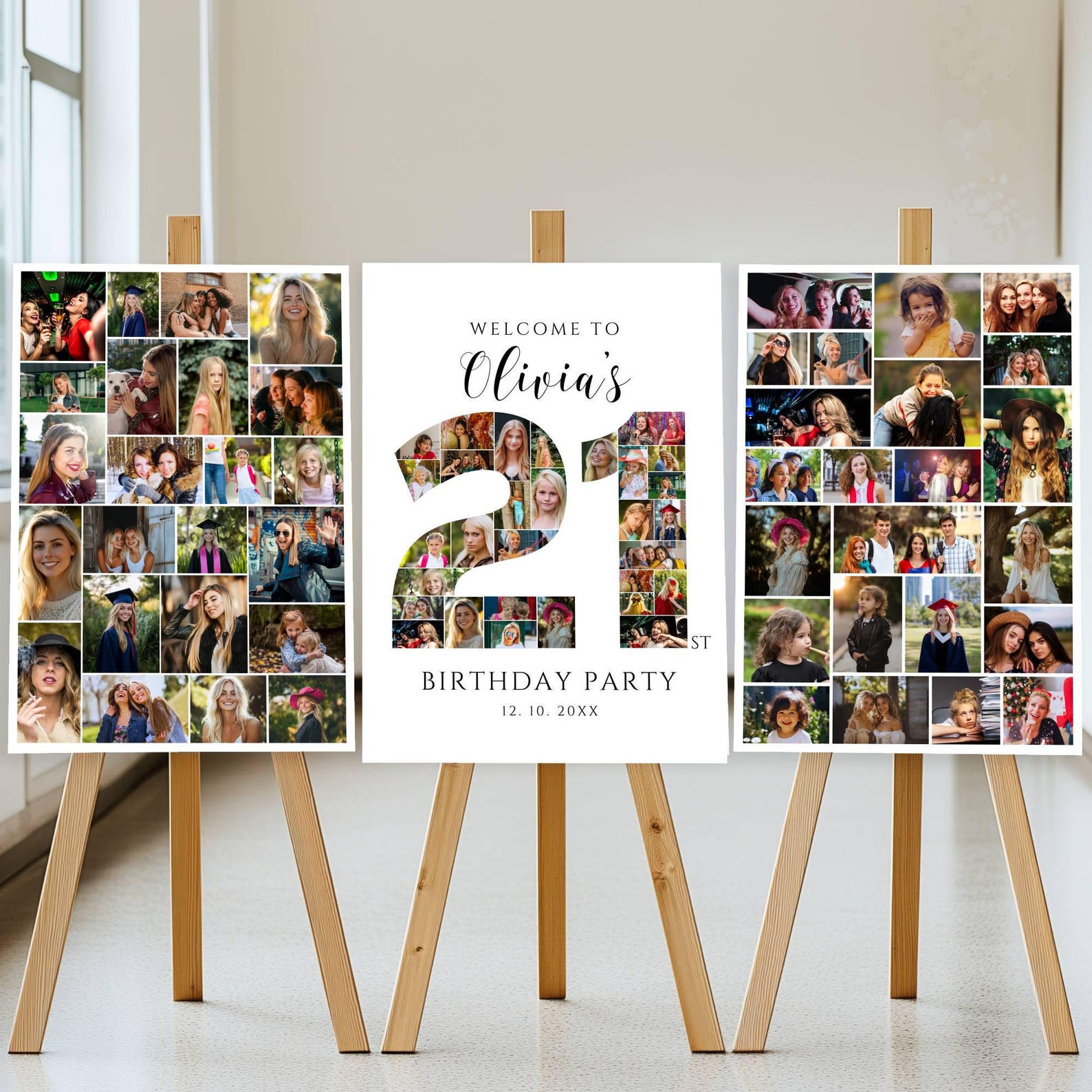 21st Birthday Photo Collage, 21st Birthday Welcome Board, Birthday ...