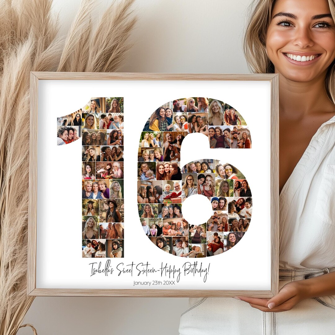 16th Birthday Photo Collage, Personalized 16th Birthday Photo Collage ...