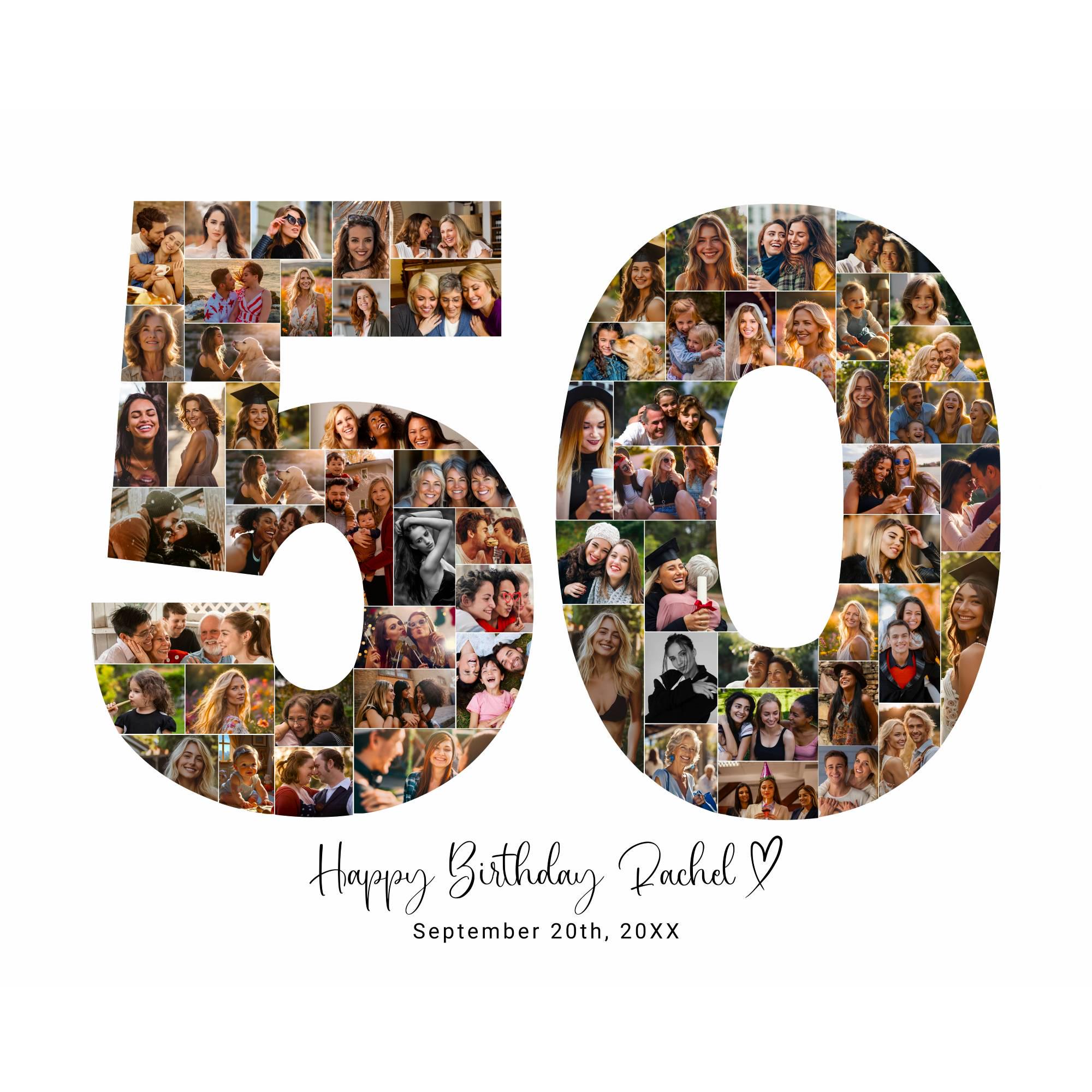 50th Birthday Photo Collage Template - Personalized Number 50 Poster ...