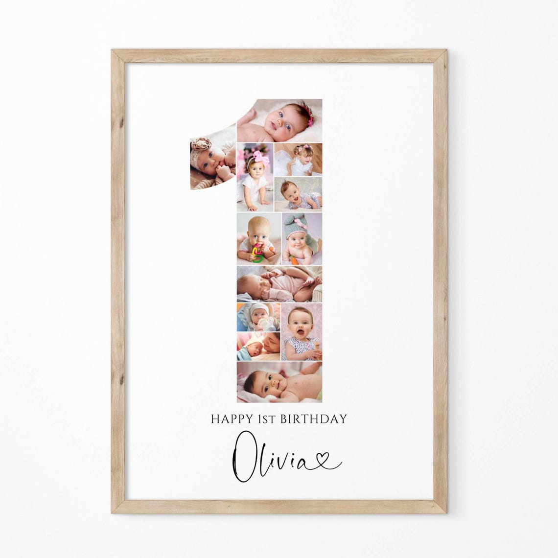 1st Birthday Photo Collage Template – Editable Canva Poster Gift for ...