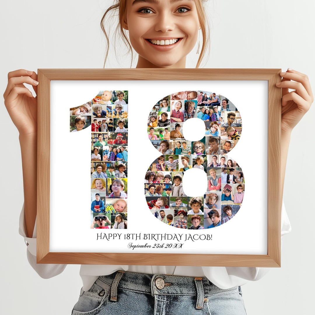 18th Birthday Photo Collage, Personalized 18th Birthday Photo Collage ...