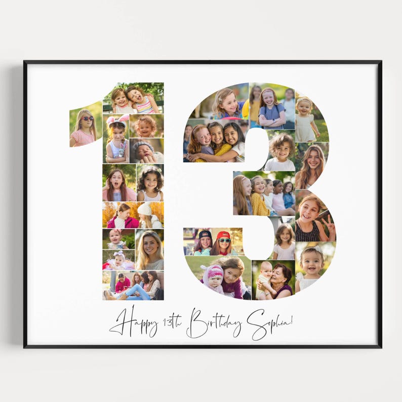 13th Birthday Photo Collage, Personalized 13th Birthday Photo Collage ...