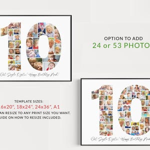 10th Birthday Photo Collage Template: Editable Number 10 Poster (canva ...