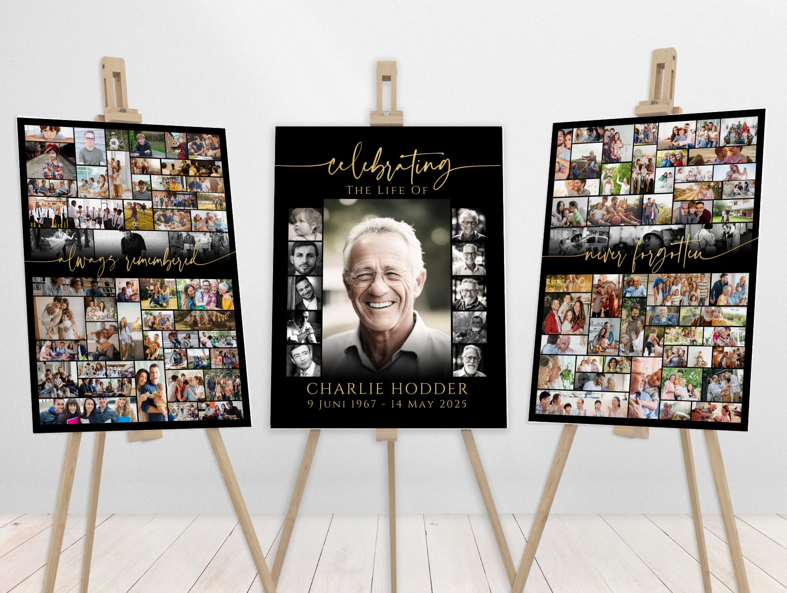 Funeral Photo Collage Sign Set Templates, Funeral Welcome Sign Template ...