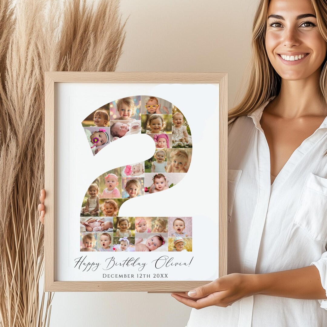 Birthday Number 2 Photo Collage, Birthday Gift, Second Birthday Photo ...