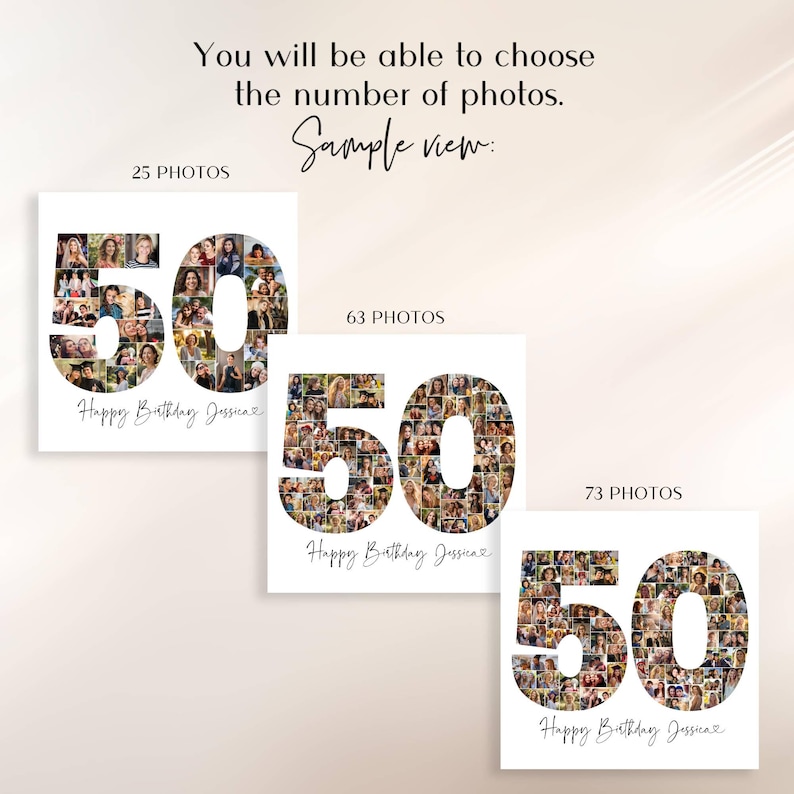 50th Birthday Photo Collage Template, Personalized 50th Birthday Gift ...