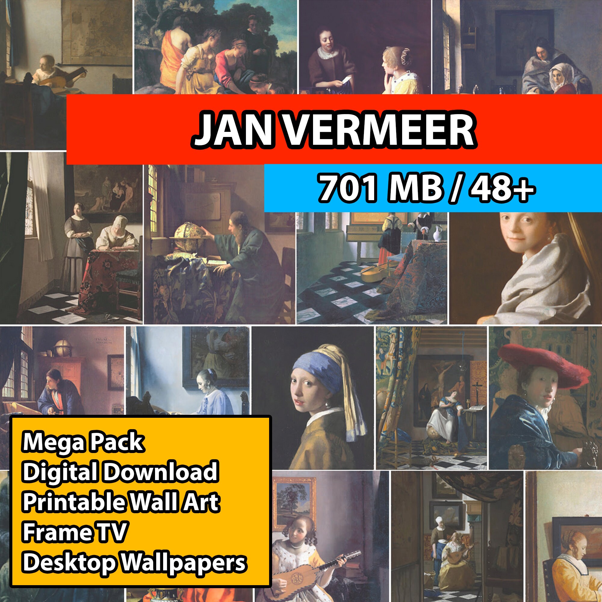 48 Johannes Vermeer Famous Painting Collection High-resolution Digital ...