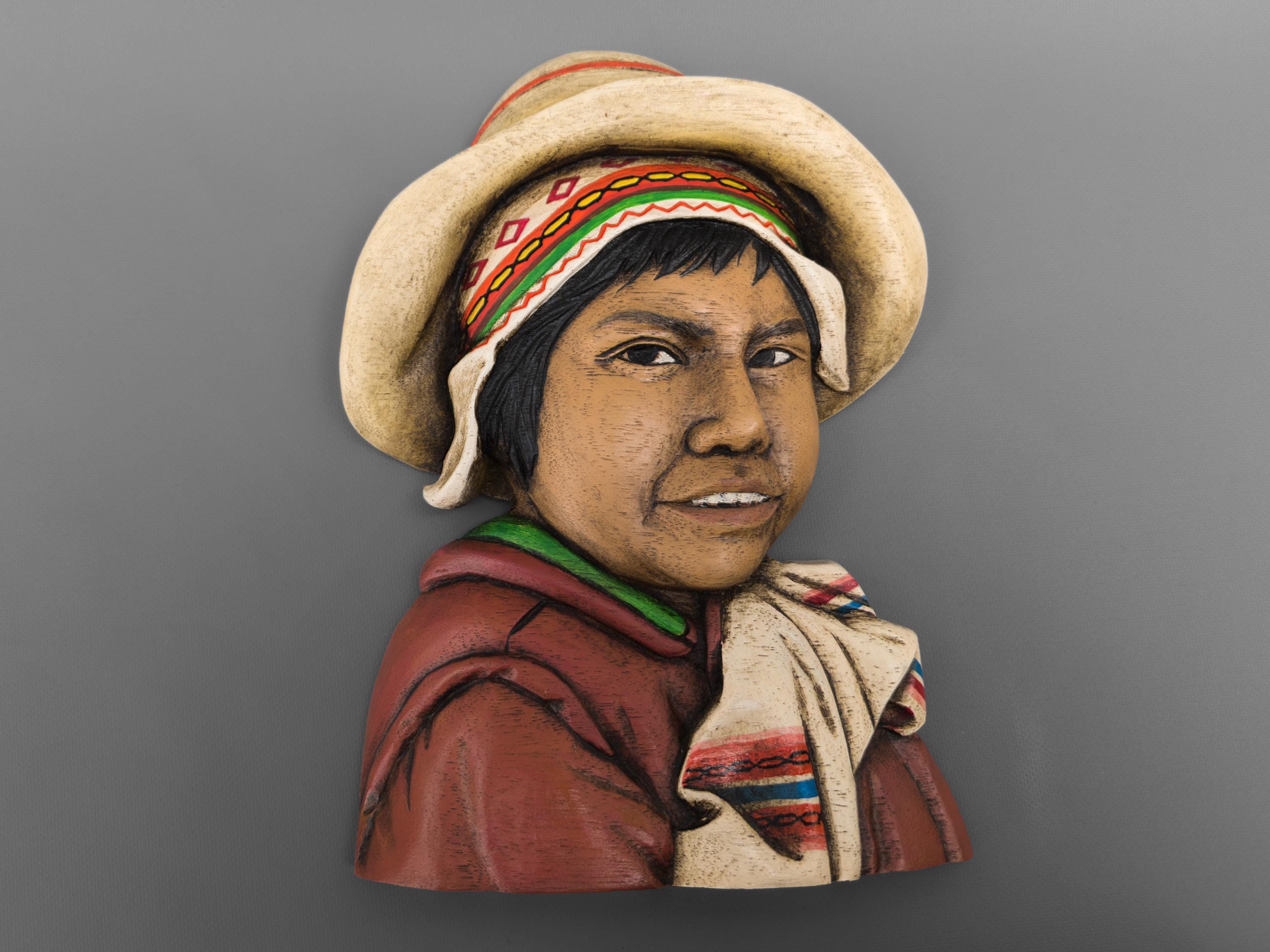 Quechua Boy King Mahoganny Handcarving Inca Andes Traditional Bolivia ...