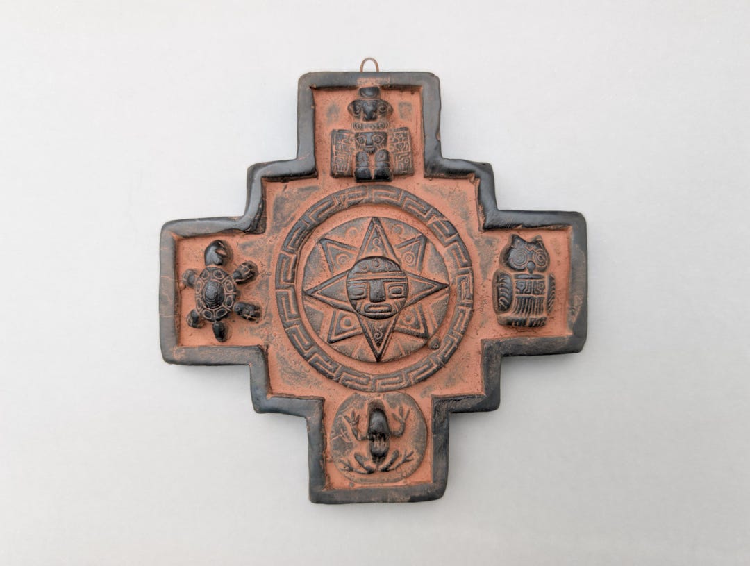 Chakana Handmade Shamanic Statue, Andean Cross, Peru Inca Pottery ...
