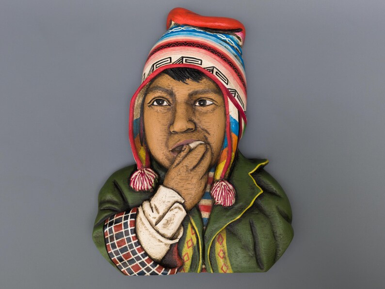 Quechua Boy King Mahoganny Handcarving Inca Andes Traditional Bolivia ...