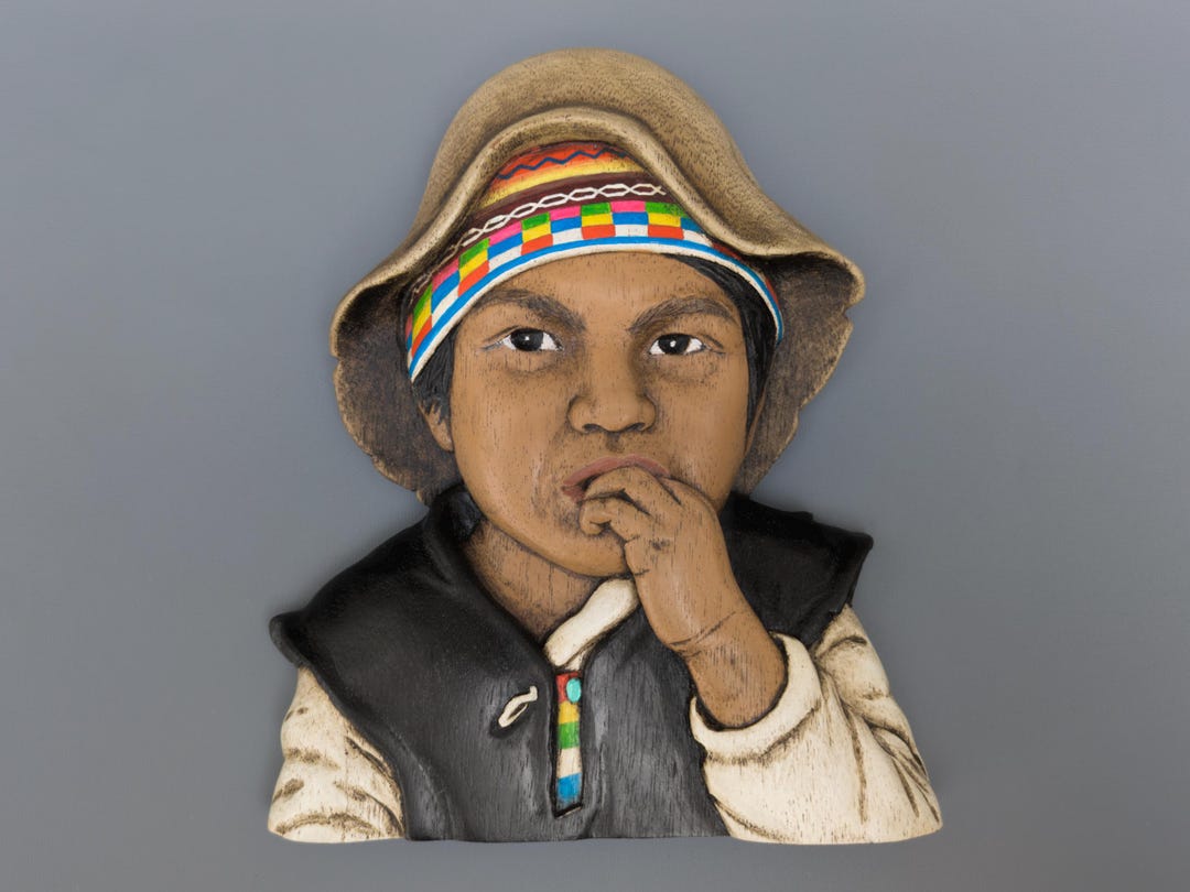 Quechua Boy King Mahoganny Handcarving Inca Andes Traditional Bolivia ...