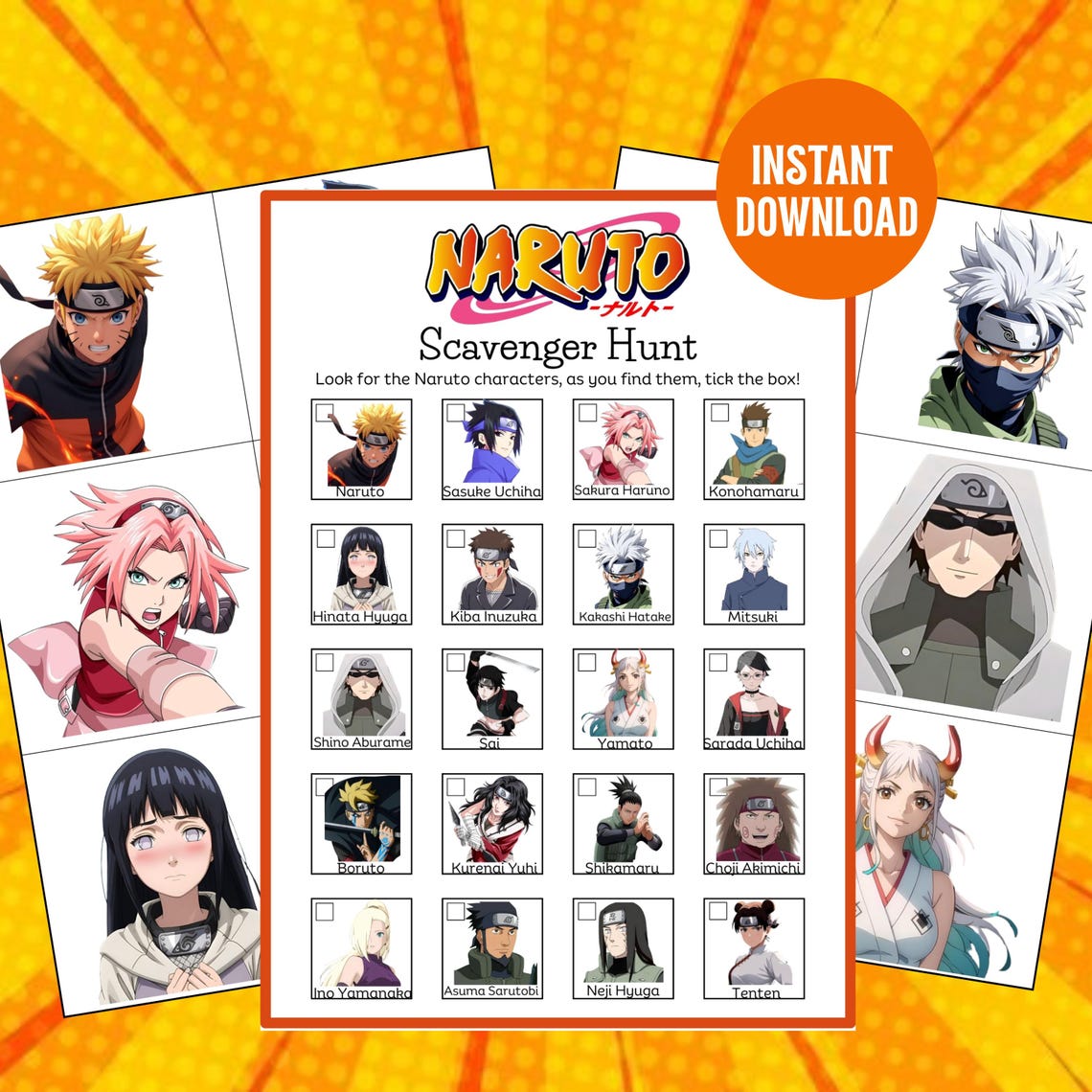 Naruto Scavenger Hunt, Naruto Treasure Hunt, Naruto Printable Games ...