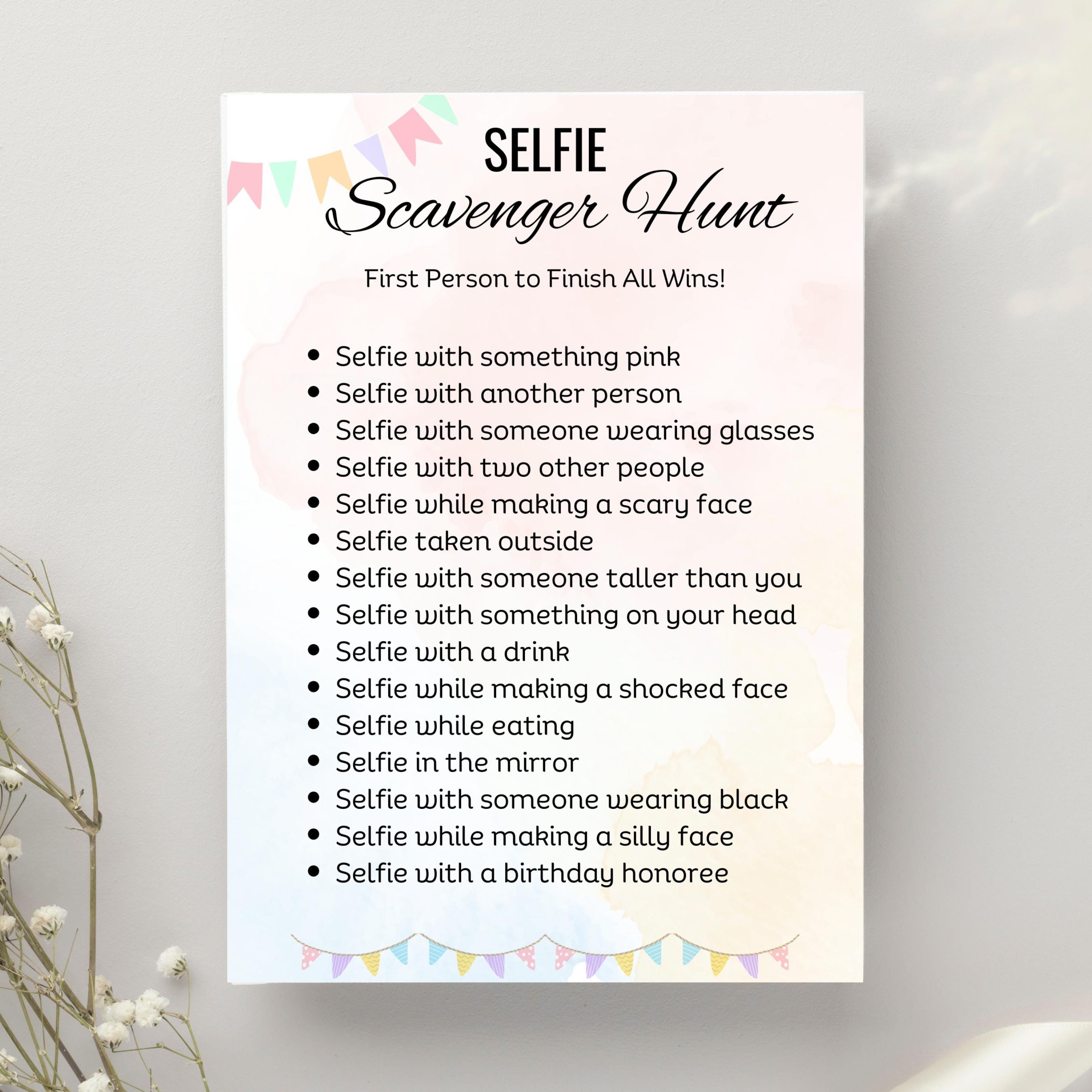 Selfie Scavenger Hunt, Birthday Games for Her, Teen Girl Birthday Game ...