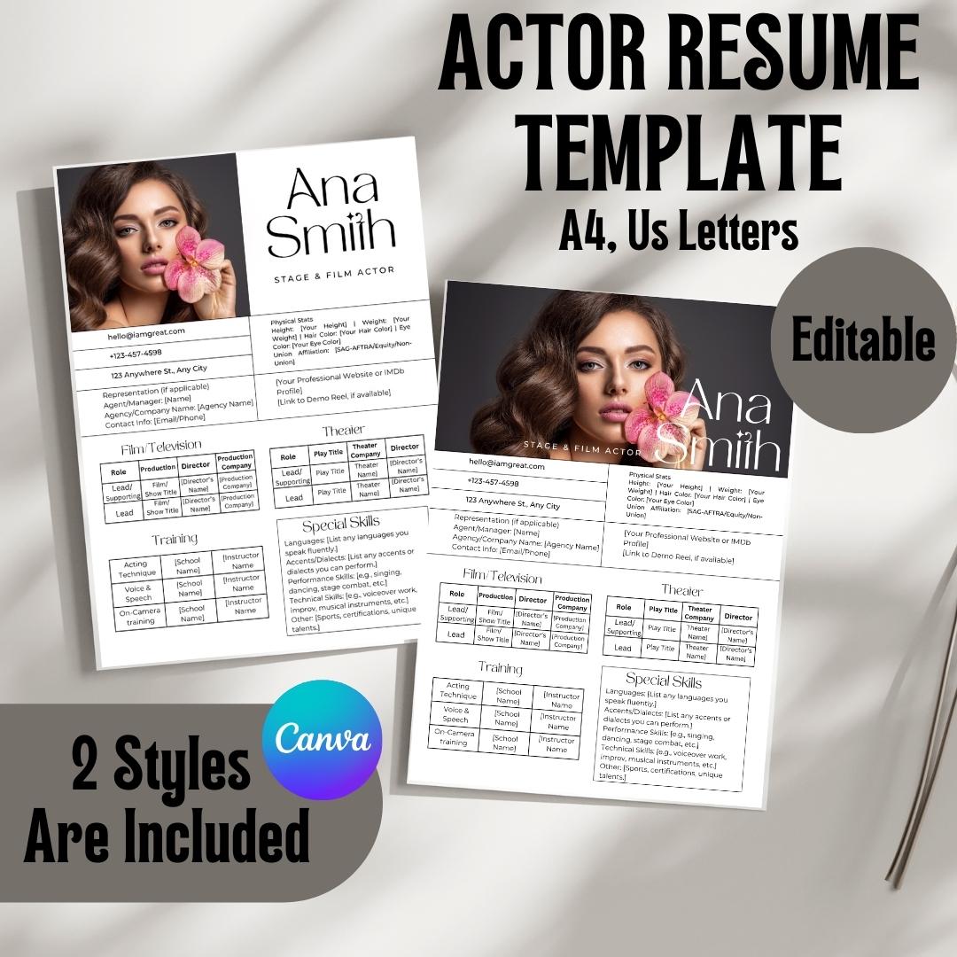 Actor Resume Template Actot CV Template Theater Resume Acting Resume ...