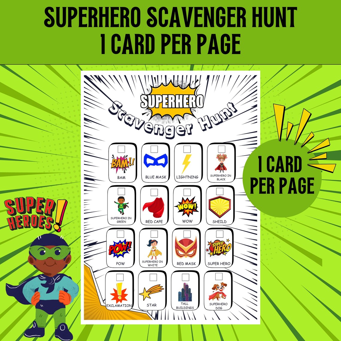 Super Hero Scavenger Hunt, Superhero Treasure Hunt, Superhero Game ...