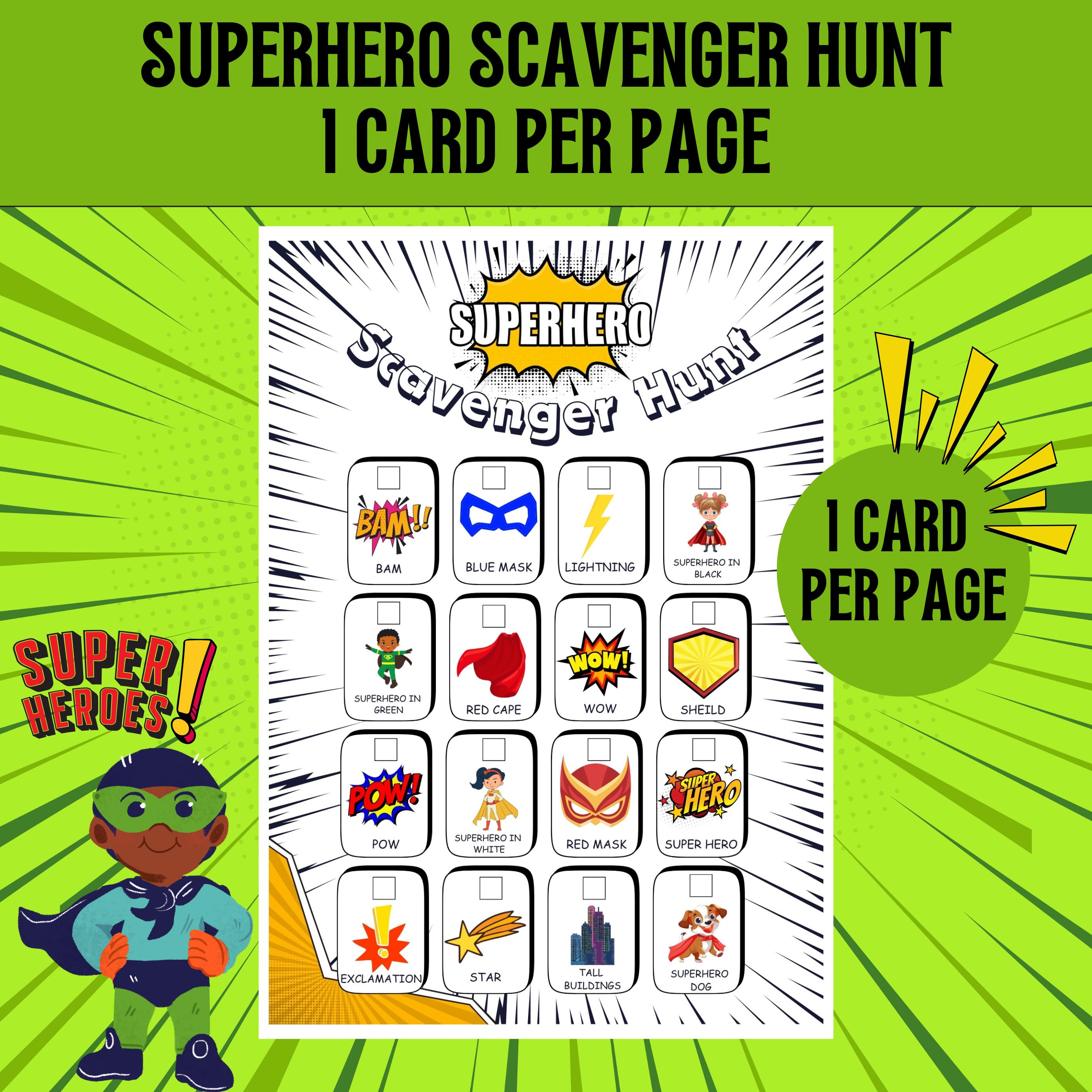 Super Hero Scavenger Hunt, Superhero Treasure Hunt, Superhero Game ...