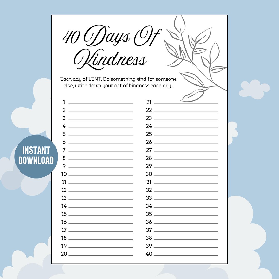 40 Days of Kindness for Lent, Easter Activities for Adult and Kid ...