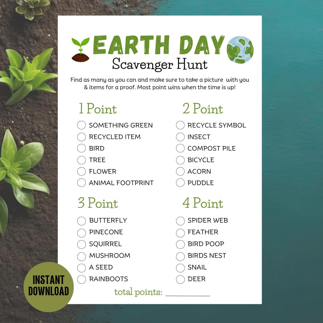 Earth Day Scavenger Hunt, Earth Day Treasure Hunt, Outdoor Activities ...