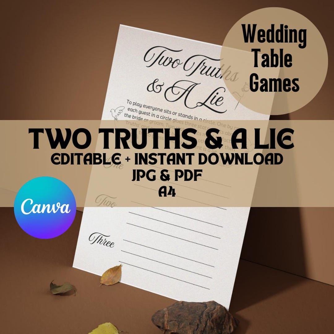 Two Truths & a Lie Wedding Game | Wedding Table Games | Bridal Shower ...