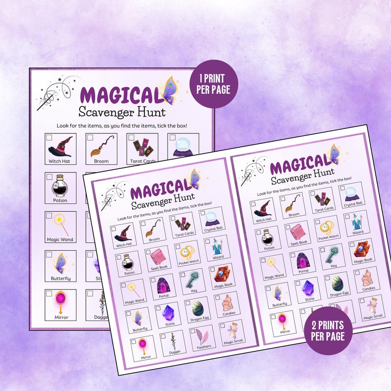 Wizard Scavenger Hunt, Printable Wizard Party Games, Magical Wizard ...