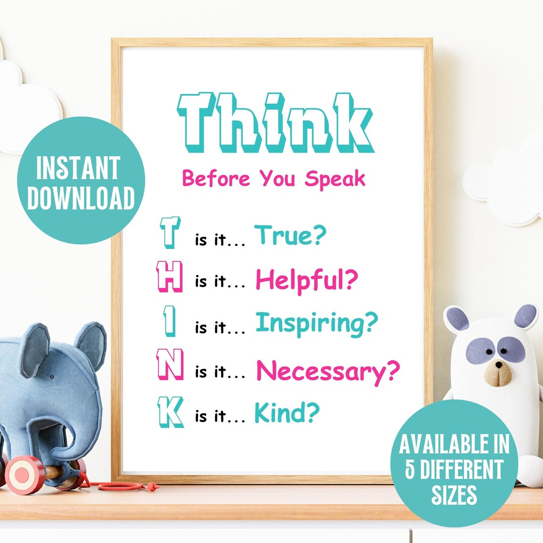 Think Before You Speak Poster, Counselor Office Decor, Boho Classroom ...