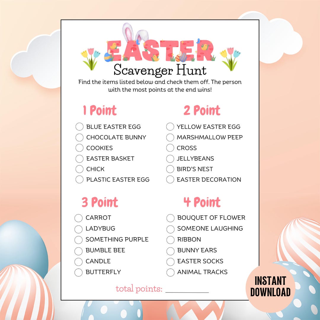 Easter Egg Scavenger Hunt, Easter Treasure Hunt, Easter Egg Hunt ...