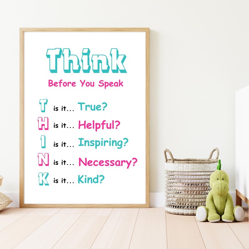 Think Before You Speak Poster, Counselor Office Decor, Boho Classroom ...