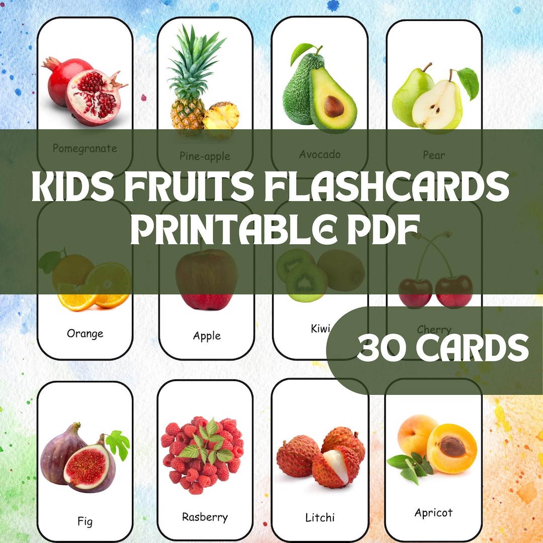 Fruits Flashcards, 30 Nomenclature Flashcards,montessori Cards,kids ...