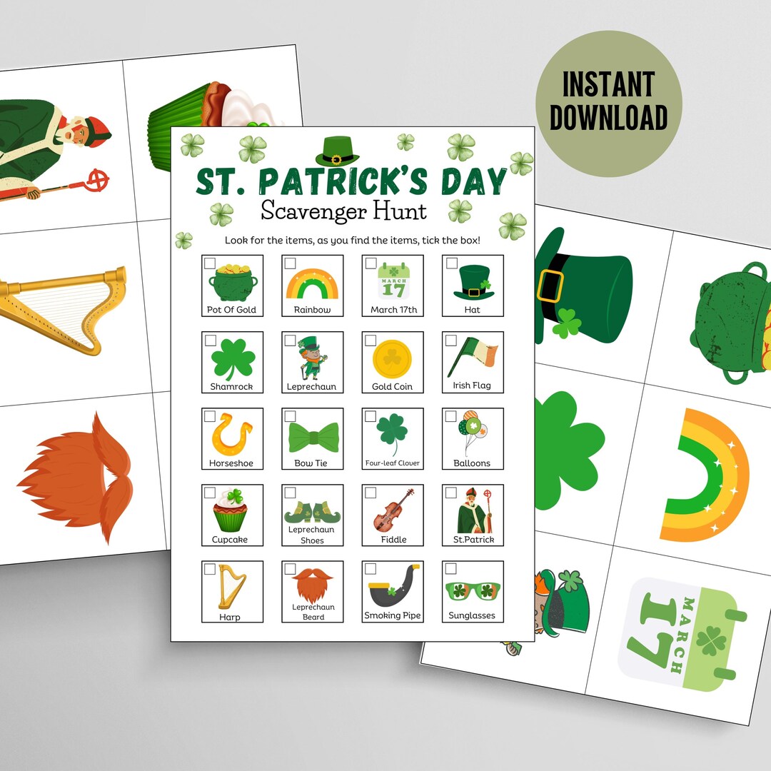 St. Patrick's Day Scavenger Hunt With Clue Cards to Hide, St. Patrick's ...