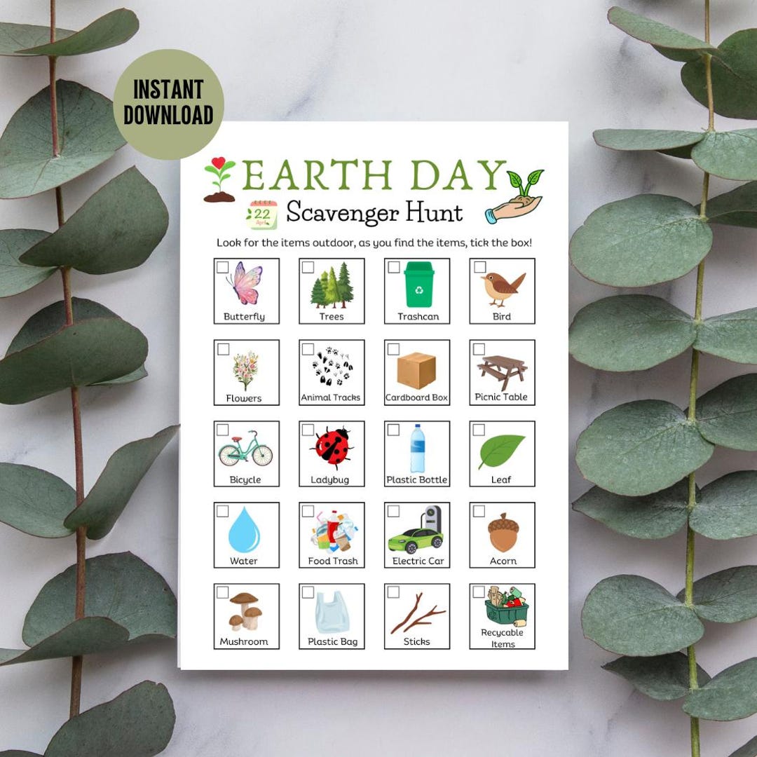 Earth Day Scavenger Hunt, Earth Day Treasure Hunt, Earth Day Activities ...