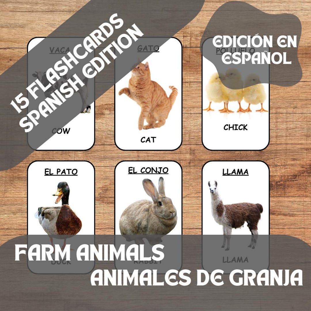 Tarjetas didácticas de animales de granja en español / 15 tarjetas ...