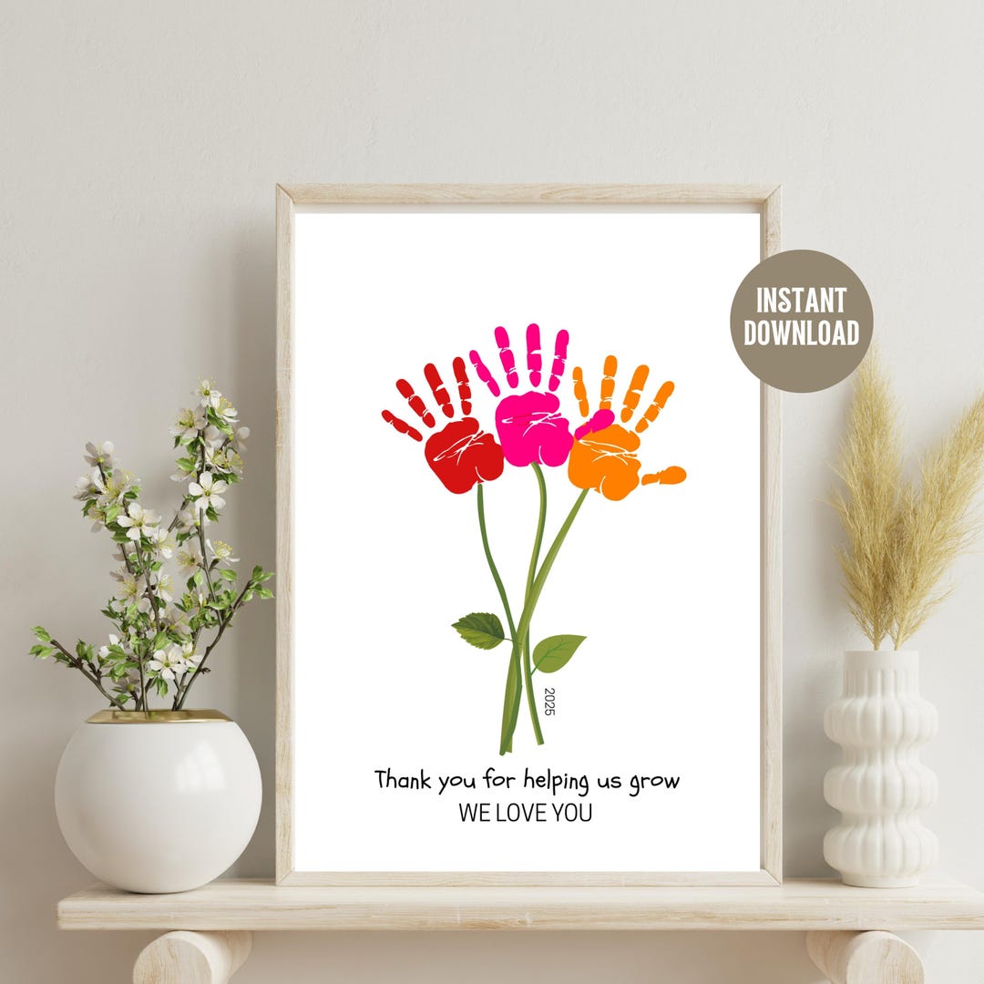 Mother's Day Handprint Craft, Personalised Mom Gift, DIY Mum's Birthday ...