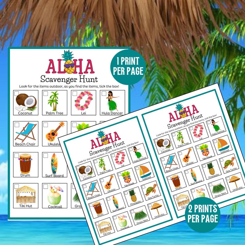 Aloha Scavenger Hunt, Luau Treasure Hunt, Hawaiian Party Game, Luau ...